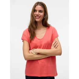 V&eacute;ro Moda Kurzarmshirt VERO MODA "VMLUNA SS V-NECK TEE JRS NOOS", Damen, Gr. M, dubarry, Jersey, Obermaterial: 50% Baumwolle, 50% Polyester, unifarben, regular fit normal, Rundhals, Shirts
