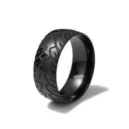 Firetti Fingerring "Schmuck Geschenk Edelstahl Damenring Herrenring Autoreifen-Spur", 54, Edelstahl, 8mmschwarz, Edelstahl, Fingerringe, Made in