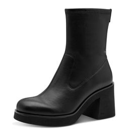 Tamaris Damen Stiefelette, Gr. 41schwarz, Lederimitat, unifarben, Schuhe, Blockabsatz, Partyschuh in veganer Verarbeitung