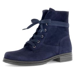 Gabor Damen Schn&uuml;rboots, Gr. 35, blau, Ziegenveloursleder, unifarben, Schuhe, Blockabsatz, Schn&uuml;rstiefelette mit schaftumwickelenden Schn&uuml;rsenkeln