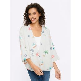 Heine Damen Blusenjackeelfenbein, erdbeere, gemustert, Gr. 36, 100% Baumwolle, Jacken