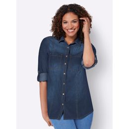 Casual Looks Damen Jeansbluse, blau, Gr. 42, unifarben, 100% Baumwolle, Blusen