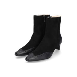 Henry Stevens Damen Schlupfboots "Madison ZB40", Gr. 42schwarz, Ziegenvelours und Kalbsleder, Schuhe, Damen Stiefelette mit Absatz handgefertigt,