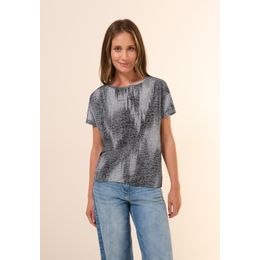Cecil Damen T-Shirt, grau, Gr. M, bedruckt, Stoff, 65% Polyester, 35% Viskose , Shirts, mit Elastiksaum