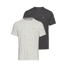 DELMAO Herren T-Shirt, schwarz, Gr. 5XL, meliert, Single Jersey, Obermaterial: 60% Baumwolle, 40% Polyester, Shirts, in hochwertiger Melange-Optik