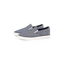 Tommy Hilfiger Herren Slip-On Sneaker "TH HI VULC LOW SLIP ON CH", Gr. 40, blau, Textil, meliert, Schuhe, Freizeitschuh, Schlupfschuh, Halbschuh mit