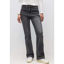 Street One Damen Slim-fit-Jeansschwarz washed, Gr. 36, unifarben, Jeans, 72% Baumwolle, 27% Polyester, 1% Elasthan, Jeans, High Waist
