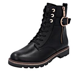 Schn&uuml;rstiefelette Remonte, Damen, Gr. 36, schwarz, Leder, Lederimitat, Schuhe Schn&uuml;rstiefelette, Schn&uuml;rboots, Casual-Stiefelette, Blockabsatz, mit gro&szlig;er Zierschlie&szlig;e