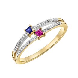 Firetti Damen Fingerring "Schmuck Geschenk Gold 333 Damenring Ring mehrreihige Optik", 52, Gelbgold 333, 2mmgelbgoldfarben, wei&szlig;goldfarben, rot,
