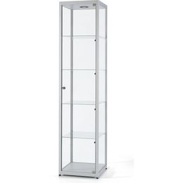Vitrine, H&ouml;he 2000 mm, LED-Beleuchtung, Leuchtkopf-&Oslash; 35 mm, BxT 500 x 500 mm kaiserkraft