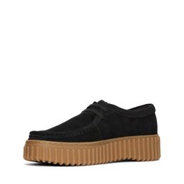 Clarks Damen Schn&uuml;rschuh "Torhill Bee", Gr. 36, schwarz, Veloursleder, Schuhe, Schn&uuml;rschuh, Plateausneaker mit modischer Sohle
