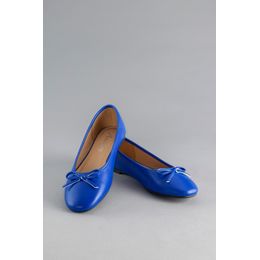 ANISTON SHOES Damen Ballerina, Gr. 36, blau, Lederimitat, Basic, Schuhe, Loafer, Slipper, mit su&szlig;er Schleife