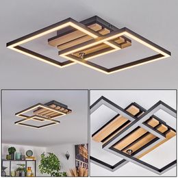 hofstein Rivano Deckenleuchte LED Chrom, Holzoptik, Schwarz, 1-flammig