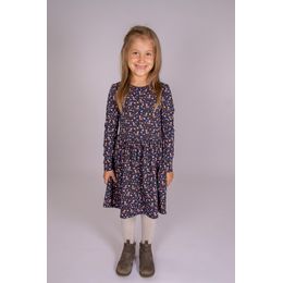 Jerseykleid happy girls, M&auml;dchen, Gr. 146, N-Gr, blau (navy), Jersey, Obermaterial: 95% Baumwolle, 5% Elasthan, bedruckt, regular fit normal, Rundhals, Kleider Jerseykleid