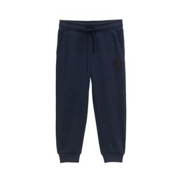 Tom Tailor Jungen Sweathose, blau, Gr. 128, unifarben, Sweatware, Obermaterial: 70% Baumwolle, 30% Polyester. Futter: 100% Baumwolle, Hosen, mit Logo
