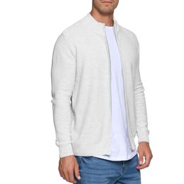 INDICODE Herren Strickjacke "Marland", grau, Gr. XL, meliert, Strick, Obermaterial: 100% Baumwolle, Strickjacken