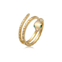 Elli Damen Fingerring "Wickelring Schlange mit Kristalle von Swarovski 925 Silber", 50mm,mit Steinen, Silber 925 (Sterlingsilber), gold, Silber 925