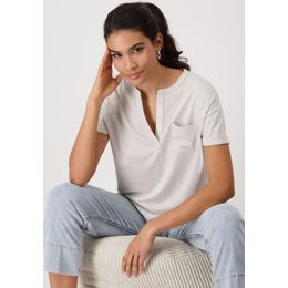 monari Damen Kurzarmshirt, beige, Gr. 34, clean, unifarben, Jersey, Obermaterial: 49% Polyester, 26% Viskose, 22% metallisierte Fasern, 3% Elasthan,