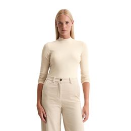 Marc O'Polo Langarmshirt MARC O'POLO "aus TENCEL&trade; Modal-Baumwolle-Mix", Damen, Gr. L, light oat, Obermaterial: 46% Modal, 46% Baumwolle, 8% Elasthan, unifarben, slim fit, Shirts Langarmshirt