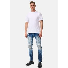 Rusty Neal Herren Slim-fit-Jeans "MISATO", blau, Gr. 36, unifarben, 98% Baumwolle, 2% Elasthan, Jeans, im modischen Used-Look
