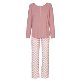 Calida Damen Pyjama "Lovely Nights", Gr. XS, rosa, Single Jersey, Obermaterial: 100% Baumwolle, gemustert, unifarben, Homewear-Sets, mit Knopfleiste