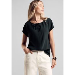 Street One Damen Shirttop, gr&uuml;n, Gr. 34, unifarben, Jersey, Obermaterial: 95% Viskose, 5% Elasthan, Tops, mit B&auml;ndern