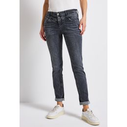 Street One Damen Comfort-fit-Jeansschwarz steel grau washed, Gr. 36, unifarben, Jeans, 82% Baumwolle, 15% Polyester, 3% Elasthan, Jeans, Middle Waist