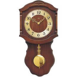 Pendelwanduhr AMS "W964/1", braun (nussbaumfarben), Wanduhren, B/H/L: 27cm x 8cm x 50cm, Quarzuhr, Holzgeh&auml;use, Buche nussbaumfarben,Wohnzimmer,Made in Germany