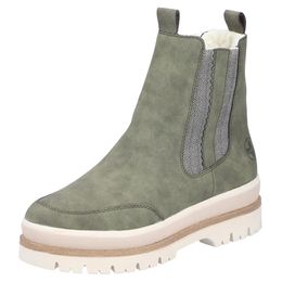Rieker Damen Chelseaboots, Gr. 36khaki, Elastischer Einsatz, Lederimitat, Schuhe, Plateauboots, Winterboots mit Anziehlaschen, Warmfutter
