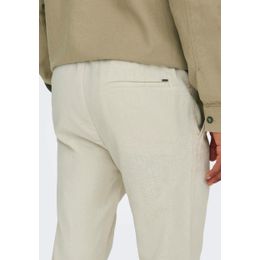 Only & Sons ONLY & SONS Herren Stoffhose "ONSLINUS CROP 0007 COT LIN PNT NOOS", beige, Gr. L, unifarben, Web, Obermaterial: 75% Baumwolle, 25% Leinen, Hosen, mit