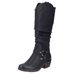Rieker Damen Westernstiefel, Gr. 36, schwarz, Lederimitat, unifarben, Schuhe, Blockabsatz, Cowboystiefel mit wasserabweisender RiekerTEX-Membran