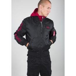 Bomberjacke Alpha Industries "MA-1 D-TEC SE", Herren, Gr. L, rot (94 schwarz, rot), Web, Obermaterial: 100% Nylon. Futter: 100% Nylon. Wattierung: 100% Polyester, unifarben, schmal normal, Rippb&uuml;ndchen, Jacken Bomberjacke