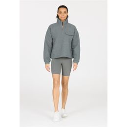 ENDURANCE ATHLECIA ATHLECIA Damen Strickpullover "Florrie"grau, Gr. 34, unifarben, 100% Polyester, Pullover, mit Teddy-Fleece und halbem Rei&szlig;verschluss
