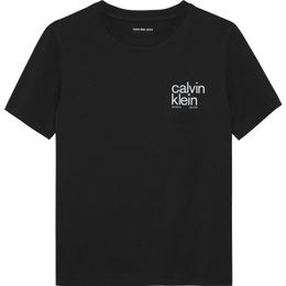 T-Shirt Calvin Klein Jeans "REG. CK SMALL GRAPHIC SS T-SHIRT", Jungen, Gr. 14 (164), schwarz (ck schwarz), Single Jersey, Obermaterial: 100% Baumwolle, unifarben, regular fit h&uuml;ftlang, Rundhals, Shirts T-Shirt, f&uuml;r Kinder bis 16 Jahre, Logo-Print