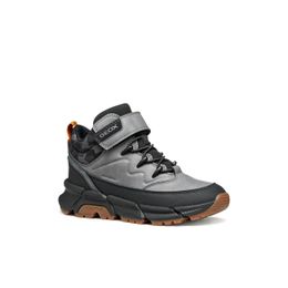 Winterboots Geox "J FLEXYPER PLUS BOY ABX", M&auml;dchen, Gr. 34, grau (grau, schwarz), Lederimitat, Textil, Schuhe Winterboots, Sneaker mit Geox Spezial Membrane, Gr&ouml;&szlig;enschablone zum Download