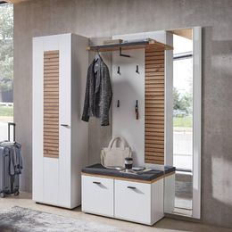 Pharao24.de Garderobe Dielenm&ouml;bel Set in modernem Design mit Metallgriffen (dreiteilig)