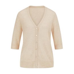 Peter Hahn - Strickjacke mit V-Ausschnitt, beige, Gr. 44 / L - Kaschmir
