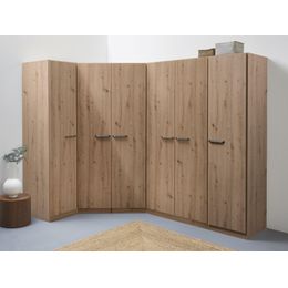 Schrank-Set Rauch "Kleiderschrank Schrank Garderobe W&auml;scheschrank VANDOR", braun (eiche artisan), B:164cm H:197cm T:253cm, Holzwerkstoff, Kastenm&ouml;bel-Sets, Schrank-Set, 6-t&uuml;rig mit viel Stauraum, Schr&auml;nke einzeln stellbar MADE IN GERMANY