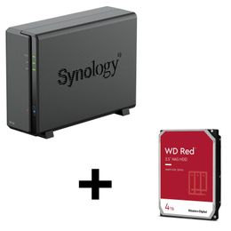 Synology DiskStation DS124 1 Einschub NAS-Server Leergeh&auml;use + 1x WD Red SATA 3.5" HDD 4TB Festplatte