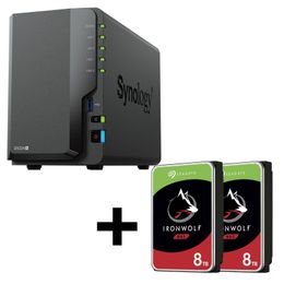 Synology DiskStation DS224+ 2 Einsch&uuml;be NAS-Server Leergeh&auml;use + 16TB (2x8TB) Seagate Ironwolf SATA 3.5" HDD Festplatten