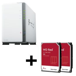 Synology DiskStation DS223J 2 Einsch&uuml;be NAS-Server Leergeh&auml;use + 8TB (2x4TB) WD Red 40EFPX SATA 3.5" HDD Festplatten