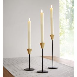 Stabkerzenhalter "Schwarz & Gold", 3er Set