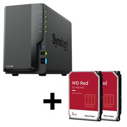 Synology DiskStation DS224+ 2 Einsch&uuml;be NAS-Server Leergeh&auml;use + 2x WD Red 40EFPX SATA 3.5" HDD 4TB Festplatte