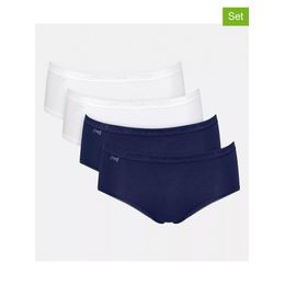 Sloggi 4er-Set: Pantys in Wei&szlig;/ Dunkelblau - 50% | Gr&ouml;&szlig;e 44 | Damen-unterteile