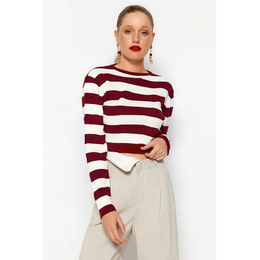 Trendyol Pullover in Bordeaux/ Wei&szlig; - 51% | Gr&ouml;&szlig;e M | Damen-pullover-cardigans