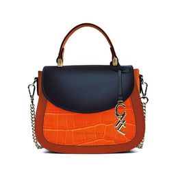 CXL by Christian Lacroix Leder-Henkeltasche "Haussmann" in Dunkelblau/ Rot - (B)23 x (H)20 x (T)11 cm - 67% | Damen-taschen