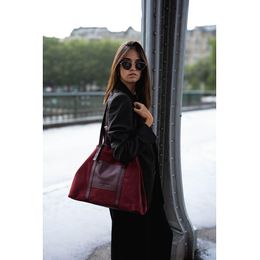 maison h&eacute;ritage PARIS Leder-Shopper "Malta" in Rot - (B)52 x (H)31 cm - 70% | Damen-taschen