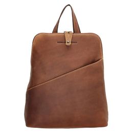 HIDE & STITCHES Leder-Rucksack in Cognac - (B)24 x (H)29 x (T)10 cm - 59% | Damen-taschen