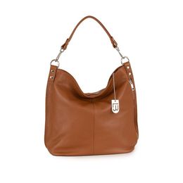Lucca Baldi Leder-Schultertasche "Bolzano" in Hellbraun - (B)40 x (H)45 x (T)15 cm - 72% | Damen-taschen