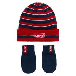 Levi's Kids 2tlg. Set: M&uuml;tze und F&auml;ustlinge in Rot - 54% | Baby-muetzen